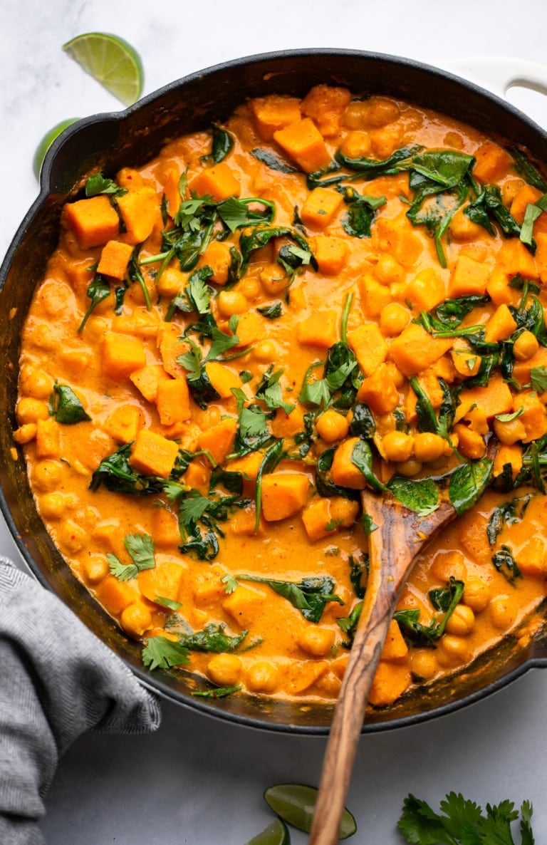 Sweet Potato Curry with Chickpeas - Nora Cooks