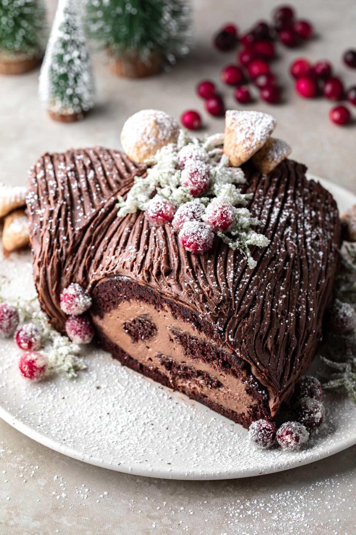 Vegan Yule Log Cake (Bûche De Noël) - Nora Cooks
